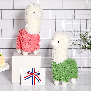 Chalyna 2 Pieces Llama Stuffed Animal 10 Inches Cute Llama Alpaca Plush Toy Gifts for Girls Boys Birthday Home Wedding Christmas Party Decorations(Green, Pink)