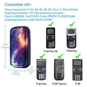 Graphing Calculator Carrying Case for TI-84 Plus CE, Fintie Hard EVA Shockproof Protective Box for TI-84 Plus/TI-83 Plus CE/Casio fx-9750GII (Galaxy)