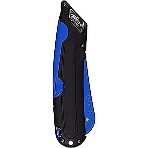 Veltec Self-Retracting Blade Safety Cutter, Left and Right Edge Guide, 3 Depth Setting, Preloaded with 3 Blades - Black/Blue (VC900)