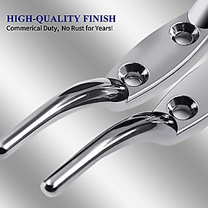 Anley 2 PCS Silver FlagPole Halyard Rope Cleat Hook - 6 Inch Rust Free Zinc Alloy - Mounting Screws Included