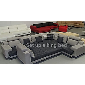 Stendmar 5pc Reversible Modern 2 Tone Gray Microfiber Big Sectional Couch Sofa Set S150D-RG
