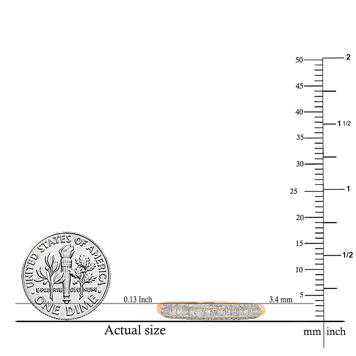 Dazzlingrock Collection 0.45 Carat (ctw) Princess & Round White Diamond Stackable Wedding Band Ring for Women in 10K Rose Gold, Size 7