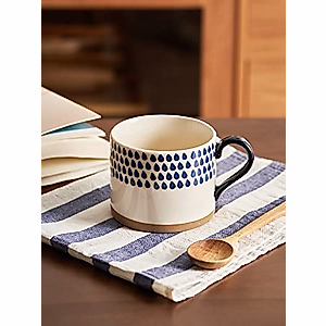 SOUJOY Set of 4 Porcelain Coffee Mugs, 15 Oz Hand Painted Coffee Cups with Handles, Glazed Stoneware Mugs for Tea, Hot or Cold Drinks, Best Gifts for Birthday, Thanksgiving, Christmas