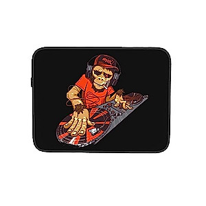 Monkey Scratching Record on Turntable 13 inch Portable Laptop Sleeve Compatible with MacBook Air Notebook Computer Case for Men Women College School Students