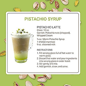 Monin - Pistachio Syrup, Rich and Roasted Pistachio Flavor, Great for Lattes, Mochas, and Dessert Cocktails, Non-GMO, Gluten-Free (750 ml)