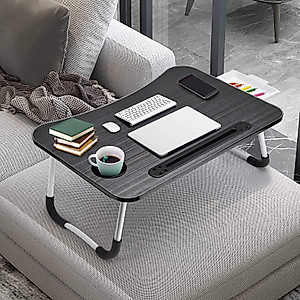 Slendor Laptop Desk Laptop Bed Stand Foldable Laptop Table Folding Breakfast Tray Portable Lap Standing Desk Reading and Writing Holder with Drawer for Bed Couch Sofa Floor