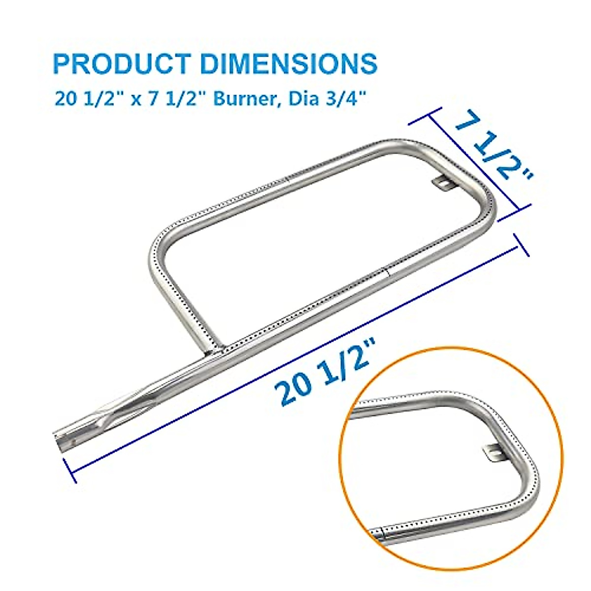 Zemibi Grill Burner Tubes, Stainless Steel Burner Tubes Replacement Parts for Weber Gas Grill Models Q200, Q220, Q2000, Q2200, BBQ Grill Repair Kits for 41862, 69956, 60041, 20 1/2", Sliver