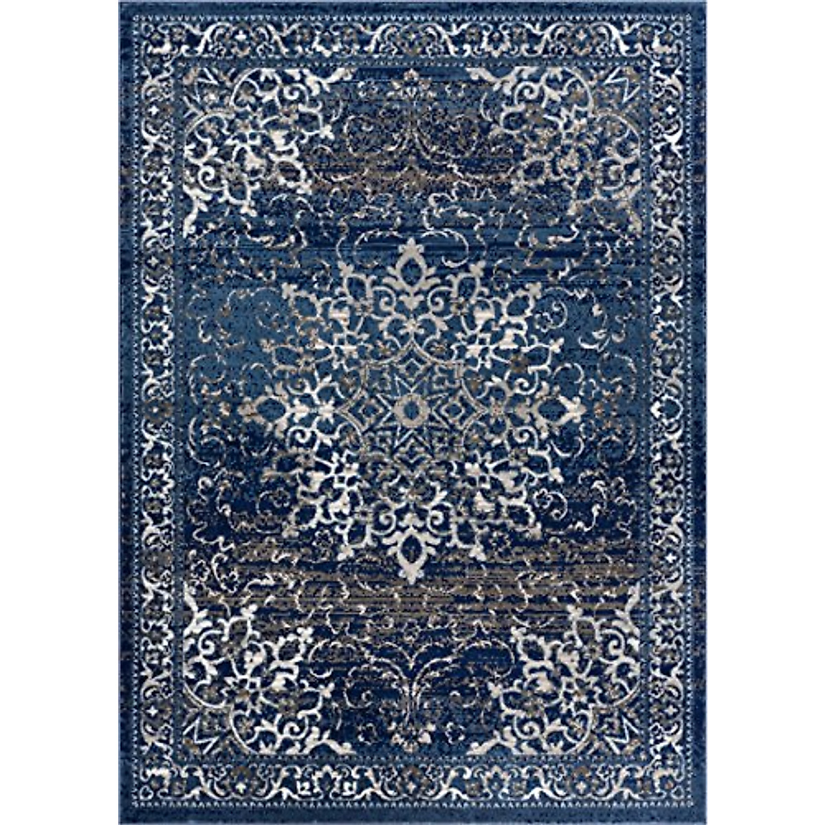 Well Woven Coverly Blue & Beige Vintage Medallion Traditional Persian Oriental Area Rug 5 x 7 (5'3" x 7'3") Neutral Modern Shabby Chic Thick Soft Plush Shed Free