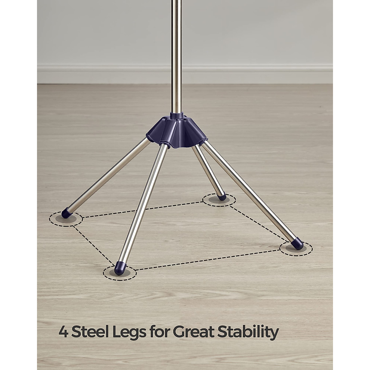 SONGMICS 2-Tier Clothes Drying Rack, 72-Inch Folding Laundry Drying Rack with 3 Rotatable Arms for Hangers, 24 Clips, Stainless Steel, for 27 Pieces of Clothes, Blue and Silver ULLR512Q01