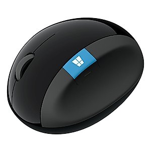 Microsoft Sculpt Ergonomic Mouse, Black - Wireless Mouse for Natural Wrist Comfort with 4-Way Scroll Wheel for PC/Laptop/Desktop, works with Mac/Windows 8/10/11 Computers