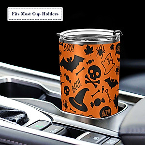 Yasala Halloween Tumbler Bat Pumpkin Ghost Spider Insulated Coffee Cup Back to School Beverage Container Office Travel Mug with Straw and Lid 20oz Holiday Gift Day of The Dead Present
