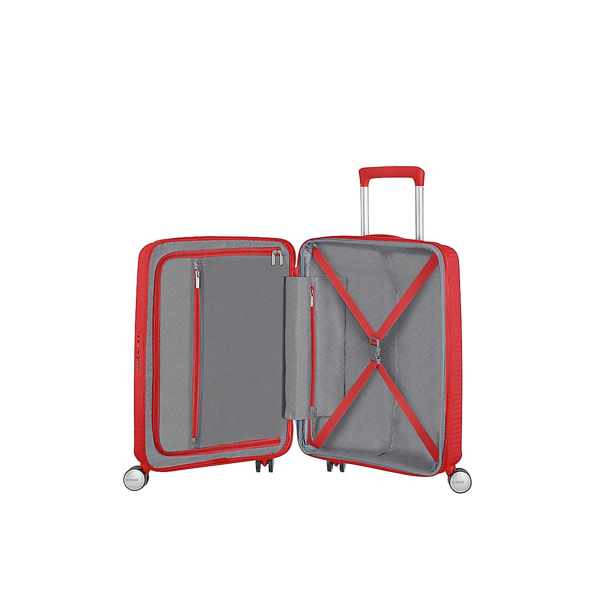 American Tourister Soundbox - Spinner Small Expandable Hand Luggage, 55 cm, 41 liters, Red (Coral Red)
