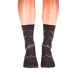 veloToze Cycling Sock - Active Compression with Merino Wool Blend - Black/Grey Small/Medium