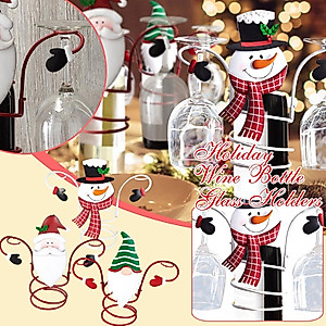FYAWSL 3PC Christmas Holiday Wine Bottle & Glass Holders Countertop, Hold 1 Wine Bottle and 2 Glasses, Perfect for Home Decor & Kitchen Storage Rack, Bar, Wine Cellar, Cabinet, Pantry