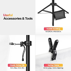 LimoStudio (Heavy Duty) 30 ft. Max Wide x 10 ft. Max Tall Backdrop Stand Background Support System, 360° Rotatable Angle Adjustable Crossbar Joint, Spring Clamp, Elastic String Holder Clip, AGG3354