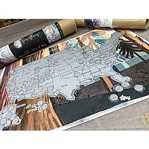 US National Parks Scratch Off Map Scratch Off Map Hand drawn Watercolour United States of America