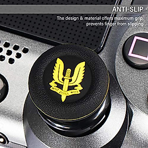 Playrealm FPS Thumbstick Extender & Printing Rubber Silicone Grip Cover 2 Sets for PS5 Dualsenese & PS4 Controller (SAS Who Dares Wins)
