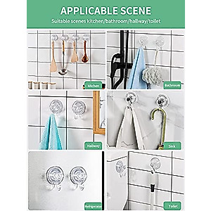 ZBYOMI Suction Cup Hooks, Reusable Vacuum Suction Cup Hooks, Punch-Avoided Suction Hooks- Powerful Waterproof Shower Hooks for Bathroom，Kitchen，Glass Door use