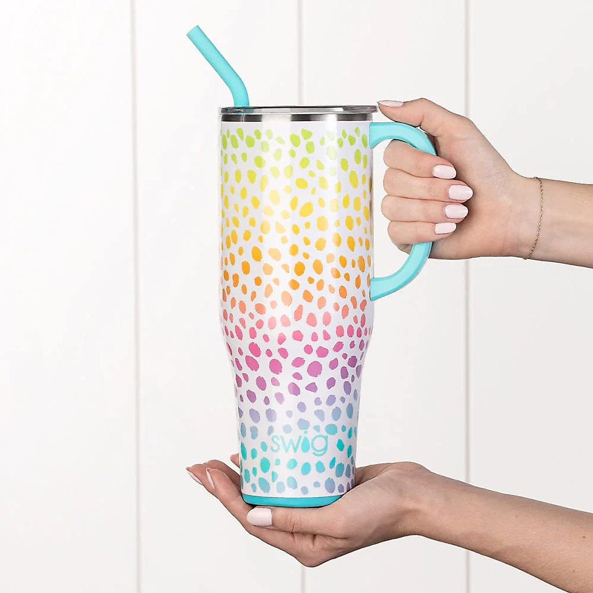 Swig Life 40oz Mega Mug, 40 oz Tumbler with Handle and Straw, Cup Holder Friendly, Dishwasher Safe, Extra Large Insulated Tumbler, Stainless Steel (Wild Child)