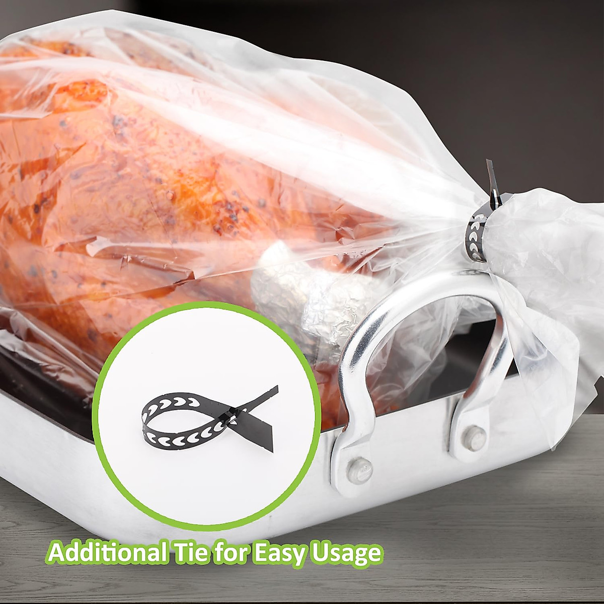 25 Count Ebelbo Nylon Turkey Oven Bags, 19x23.5 Inch Large Size BPA Free up to 400°F for Meats Chicken Seafood Vegetables Cooking Roasting Freezer