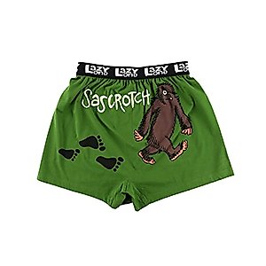 Lazy One Funny Animal Boxers, Novelty Boxer Shorts, Humorous Underwear, Gag Gifts for Men, Sasquatch (I Believe Bigfoot, Medium)