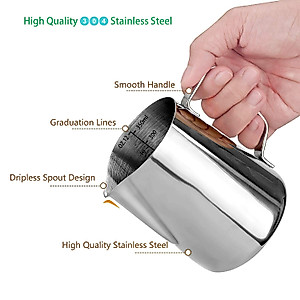 Milk Frothing Pitcher, Stainless Steel Art Creamer Cup Milk Frother Steamer Cup Stainless Steel Coffee Milk Frothing Cup,Coffee Steaming Pitcher 12oz/350ml