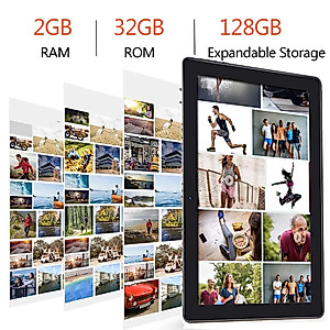 ZONKO Tablet 10 Inch, Android 10 Tablet, Dual Camera Tablet PC, 2GB+32GB Storage, IPS HD Touchscreen, Quad Core, WiFi, Bluetooth Black