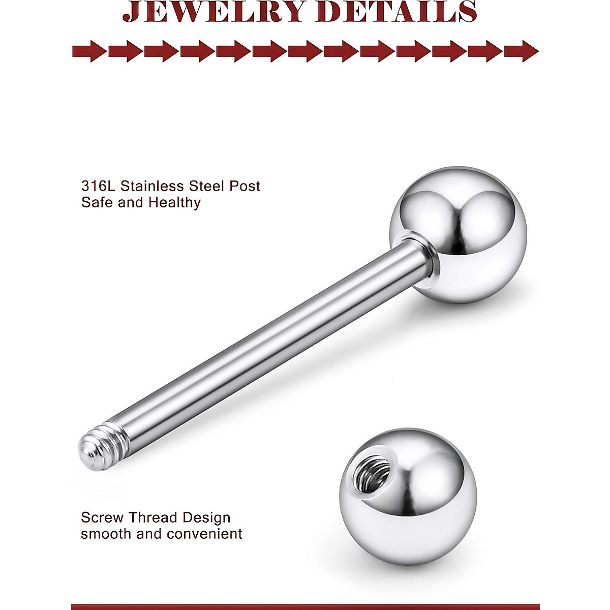 Prjndjw 14G, 3/4in(19mm) L, 30PCS, 5mm Ball Barbell Tongue Ring. Surgical Steel Nipple Piercing/Glow in The Dark/Created Pearl/Body Jewelry for Woman Unisex