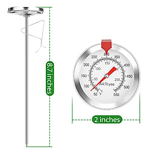 Instant Read Meat Thermometer Deep Fry Thermometer Oven Thermometer with Dial Thermometer（10-290℃/50-550℉） for Turkey BBQ Grill Oil by AikTryee