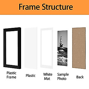 5x7 Picture Frame Set of 5, Display Pictures 4x6 with Mat or 5x7 Without Mat, Wall Gallery Photo Frames or Tabletop Display