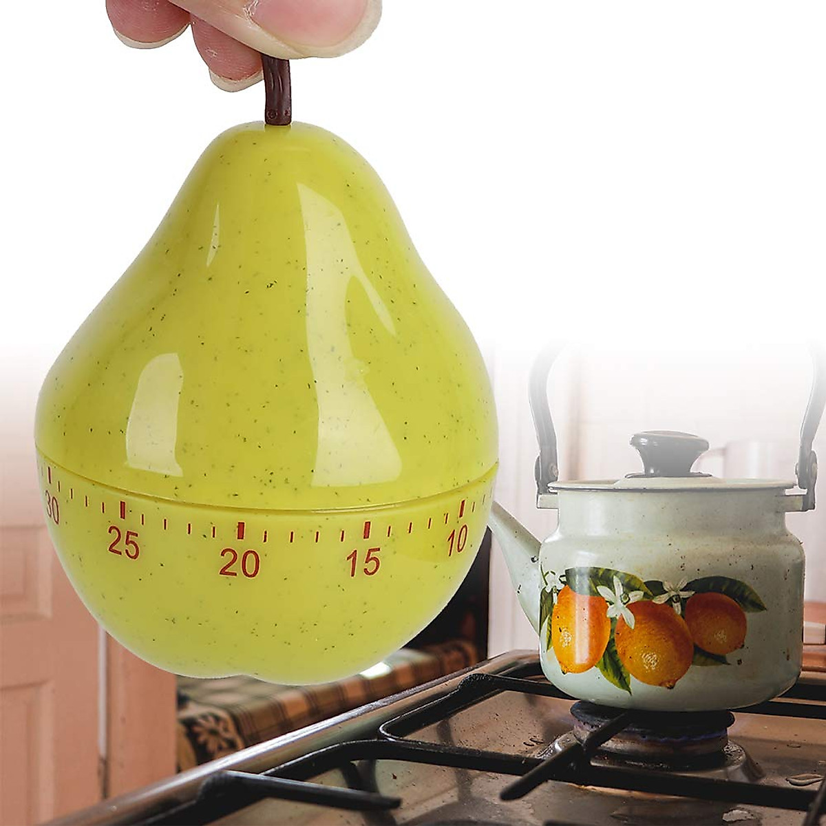 Cute Timers, 2pcs Kitchen Timers for Cooking, 60minutes Mechanical Cooking Timer Mini Pear Fruit Shape Kitchen Timer Cartoon Reminder Alarm Clock Time Manager for Learning Baking Exercise