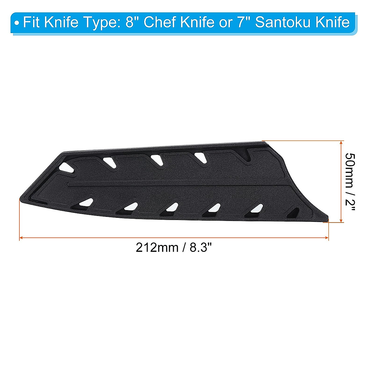 PATIKIL Plastic Safety Knife Cover Sleeves for 8" Chef Knife or 7" Santoku Knife, 2 Pack Knives Edge Guard Blade Protector Universal Knife Sheath, Black