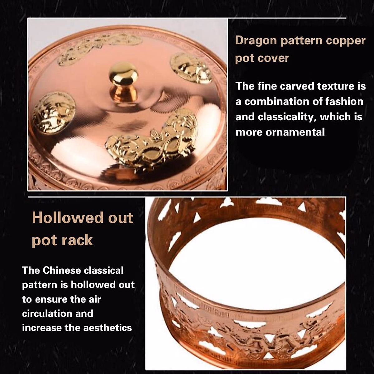 Chafing Dishes China Mongolian Multi-person Hot Pot, Pure Copper Concentrated Beijing Meat Hot Pot, Environmentally Friendly And Hygienic, Suitable For Family Dinner (Color : Brass, Size : 20cm)