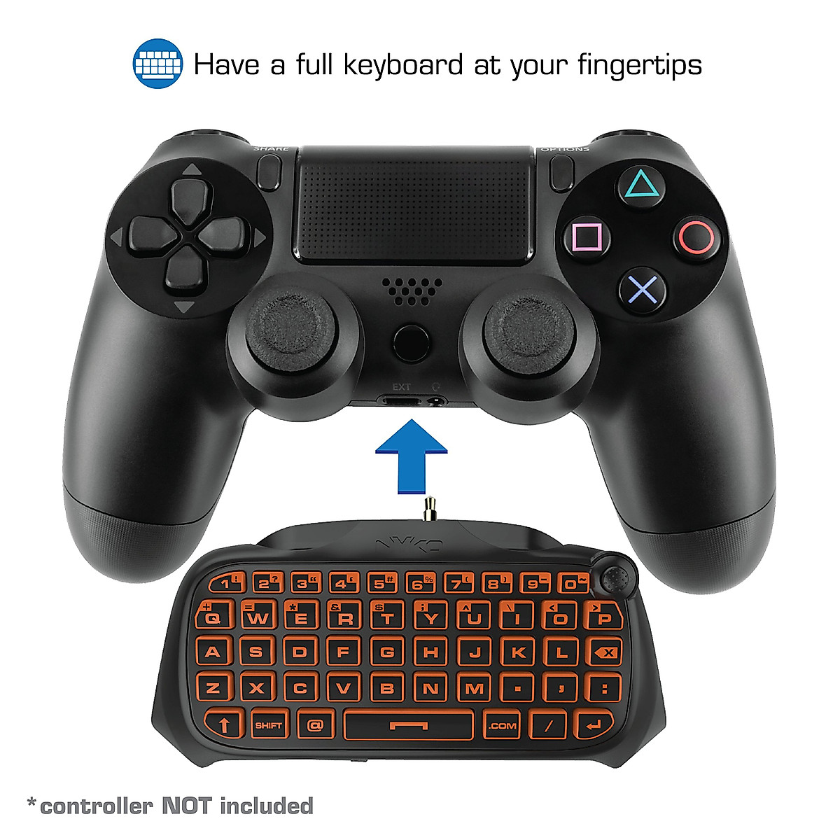 Nyko Type Pad - PlayStation 4 with Built-in Rechargeable Battery, Built-in Speaker without the need for a Headset, com Shortcut and Full QWERTY Style Keyboard