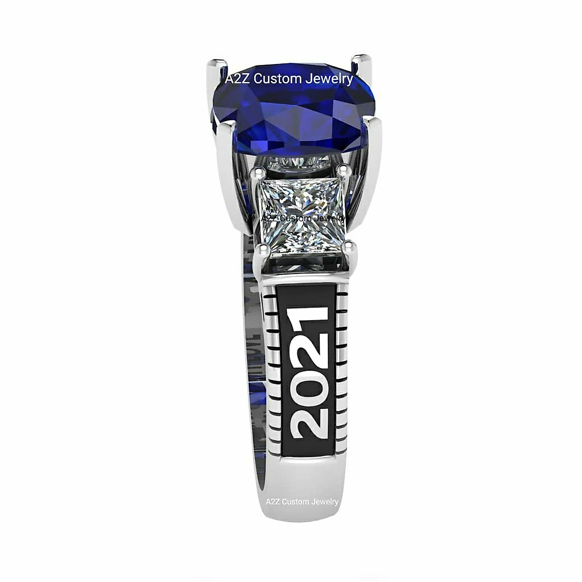 A2Z CUSTOM JEWELRY Fully Personalized Girl Class Ring For High School College University Graduation Ceremony Sterling Silver Ring