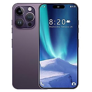 RAYPUR Smartphone for I14 Pro Max, 7.3Inch 4G/5G HD Face Unlocked Cell Phone, 6800mAhBattery Ultra Thin Cellphones, Type-c Socket, Portable Original Cheap Telefone,Purple-1TB