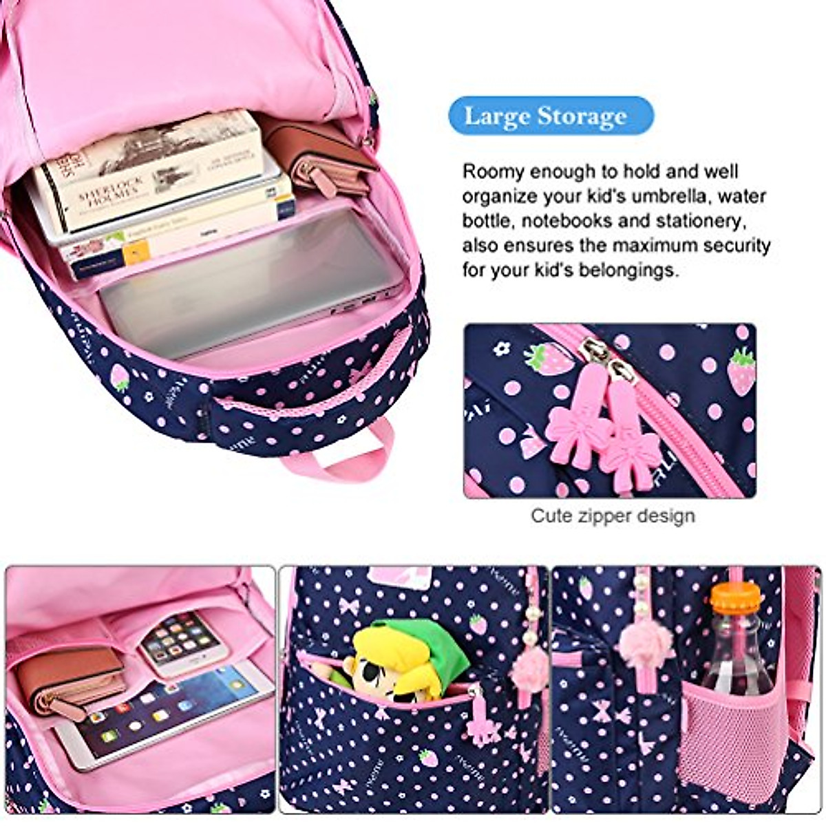 AOTOW School Backpack Girls Bookbag Kids - Cute Bags for Middle Elementary Preschool Kindergarten Supplies for Teen Little Children Student