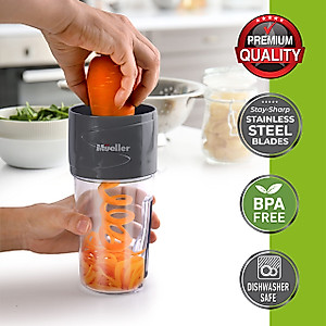 Mueller Spiralizer for Veggies, Salad Container for Lunch - All-In-One Food Prepper, Zucchini Noodle Maker, Vegetable Spiralizer, Comes with Fork, Salad Dressing Container/Spice-Nut Containers