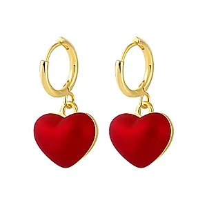 Itcoery Women 14K Gold Plated Heart Huggie Hoop Drop Dangle Earrings