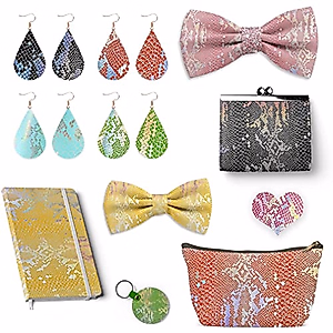 HYANG Snake Embossed Black PU Faux Leather Sheets 1 Rolls 12"X53"(30cmX135cm), Faux Leather Very Suitable for Leather Earrings, Bows, Handbag ，Sewing ，Crafts Making