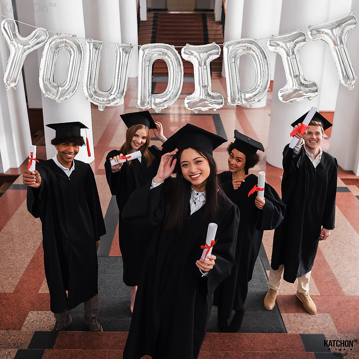 KatchOn, Silver You Did It Balloons - 16 Inch | You Did It Banner for Graduation Decorations Class of 2024 | You Did It Balloons Banner, Graduation Balloons Class of 2024 | Graduation Foil Balloons