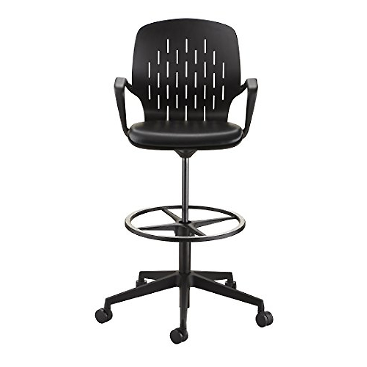 Safco Products Shell Extended Height Swivel Office Desk Computer Ergonomic Chair, Pneumatic Height Adjustable, Black (7014BL)