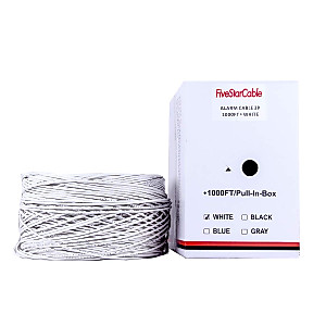 FiveStarCable 22-6 1000 Ft 22 AWG 6 Conductors Alarm Security Wire 22/6 22-6 Security Cable Alarm Audio Power Bulk Cable White