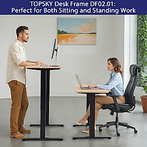 TOPSKY Dual Motor Electric Adjustable Standing Computer Desk for Home and Office (Black Frame only)