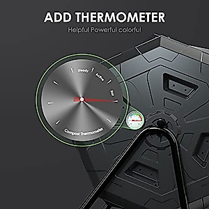 SQUEEZE master Large Compost Tumbler Bin - Outdoor Garden Rotating with Thermometer -Automatic Temperature Measurement-Sturdy Steel Frame - 43Gallon (2-21.5Gal)- Green Door