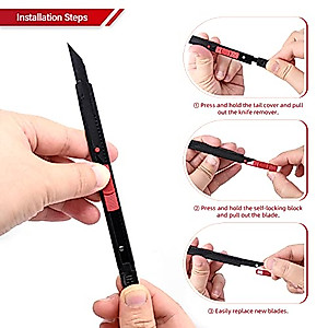 EHDIS 3PCS Retractable Utility Knife Vinyl Craft Box Cutter with 10PCS 9mm Snap Off Blade Film Cutting Knife for Cartons, Cardboard Vinyl Wrap and Boxes, Perfect for Office and Home Use