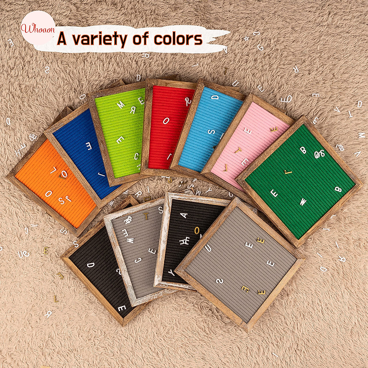 Rustic Wood Frame Gray Felt Letter Board 10x10 inch with Letters, Stand, Scissors Set | Baby Announcement Sign | First Day Of School Board | Message Board for Classroom | Rustic Letter Board Sign with Changeable Letters