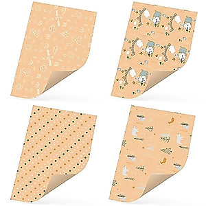 Ulmasinn Baby Shower Wrapping Paper Flat 8 Sheets for Baby Boys Girls, Kraft Paper with Satellite, Bear, Deer, Polka Dot Design for Birthday, Holiday, Baby Shower Packing, 20 X 29 Inches Each