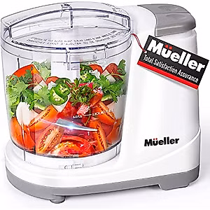 Mueller Electric Food Chopper, Mini Food Processor, 3-cup Mini Chopper, Meat Grinder, Mix, Chop, Mince and Blend Vegetables, Fruits, Nuts, Meats, Stainless Steel Blade, White