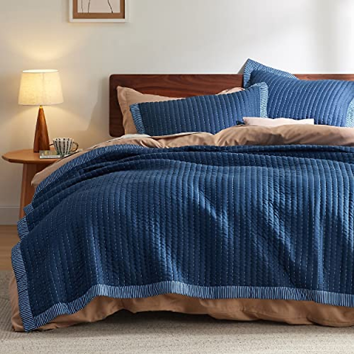 Bedsure Navy Quilt Queen Size Queen Comforter Set, Soft Quilt Bedding Set for All Seasons